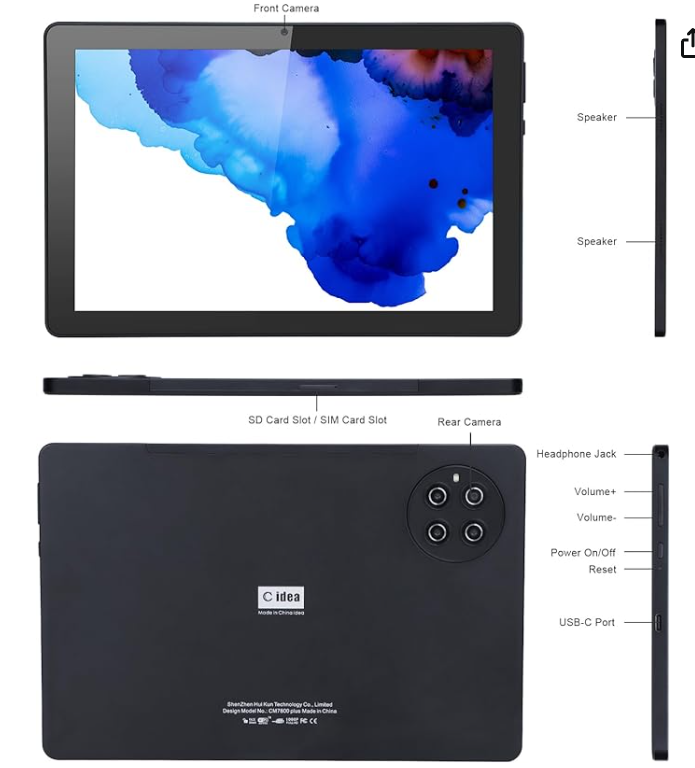 Tablette Cidea 10" Double Puce PRO 512GB STOCKAGE ET 8GB RAM + CLAVIER ...